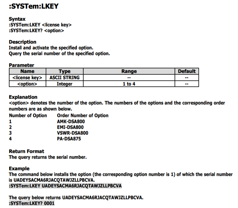 How to install option license by using UltraSigma SCPI command